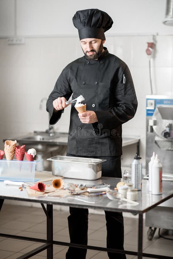 Chef making ice cream stock image. Image of handsome - 112916421