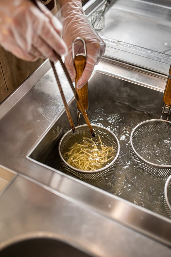 Chef Making Japanese Ramen Noodle Soup Stock Image - Image of boil ...