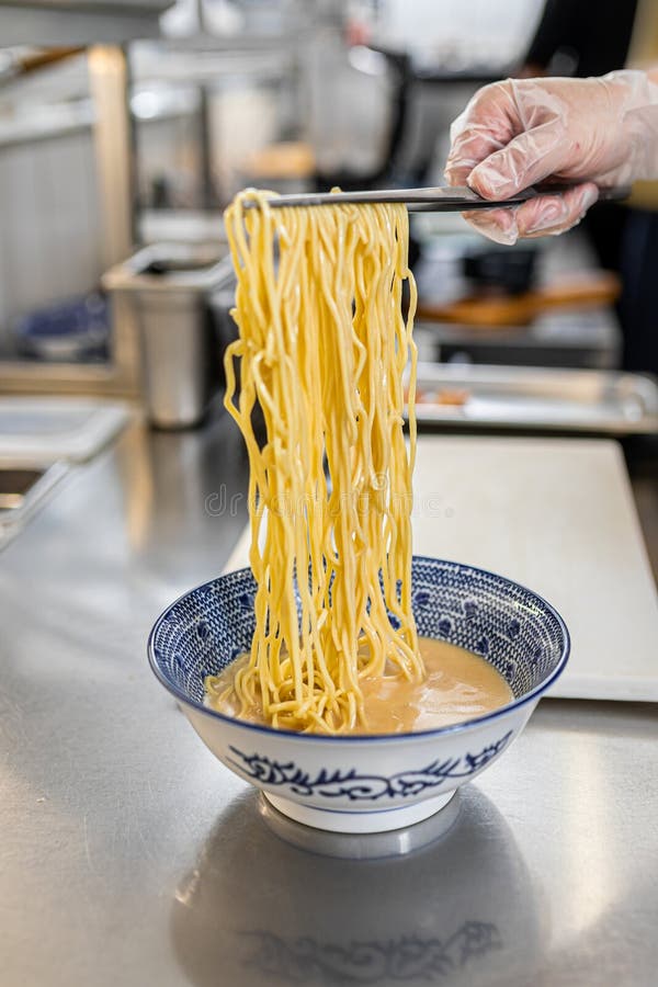 Chef Making Japanese Ramen Noodle Soup Stock Image - Image of person ...