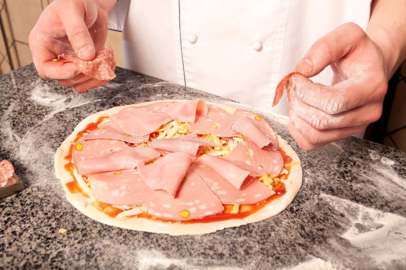 Chef making a Pizza Base stock photo. Image of italian - 19437350