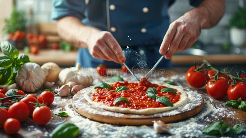 The Chef Making Pizza. AI Generated Stock Illustration - Illustration ...