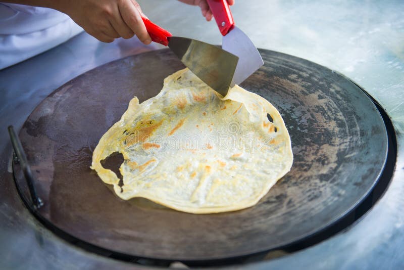 Chef Making a Roti Dough Sheet on a Pan Stock Photo - Image of indian ...