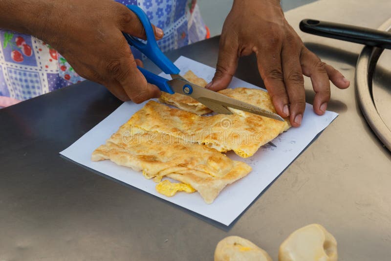 Chef making roti and egg stock image. Image of sweet - 152196493