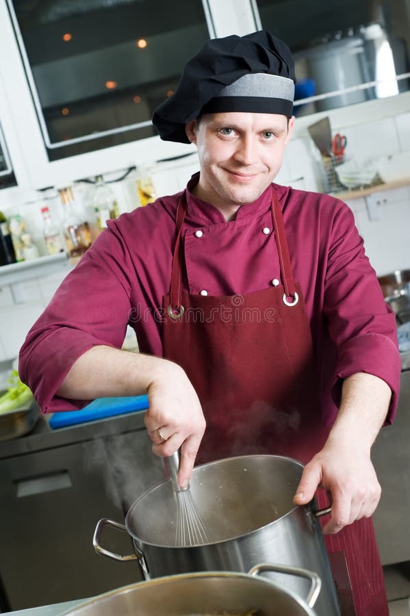 Chef with Prepared Food on Plates Stock Image - Image of cooker ...