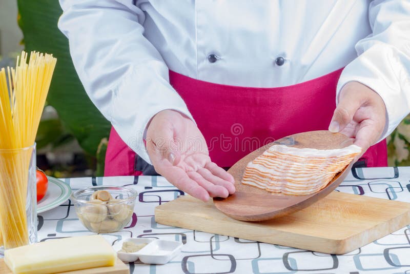 Chef making Spaghetti stock photo. Image of juicy, health - 83919620