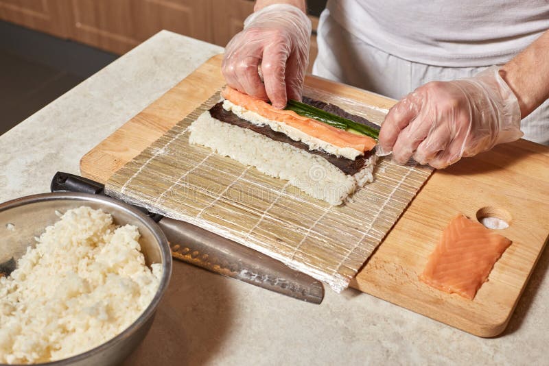 Making Sushi stock photo. Image of cook, kitchen, chef - 1934960