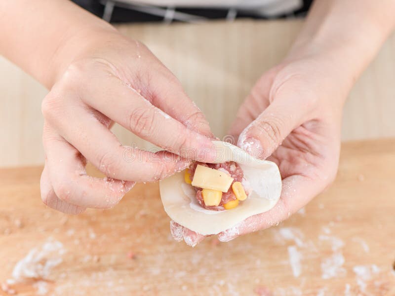 Chef Making Traditional Chinese Dumplings Stock Image - Image of human ...