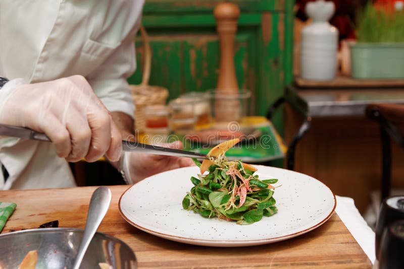 Chef is Making Vegetable Appetizer Stock Photo - Image of accurate ...