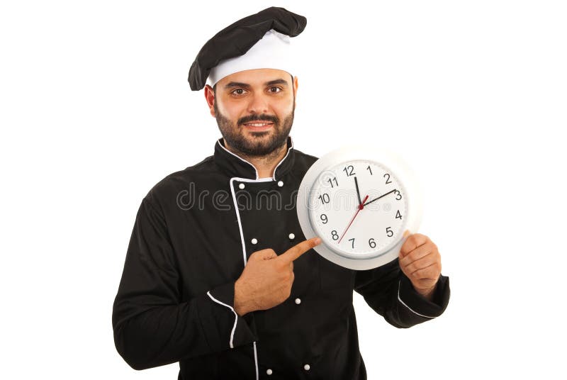 Chef Man Indicate To Clock Stock Photos - Free & Royalty-Free Stock ...