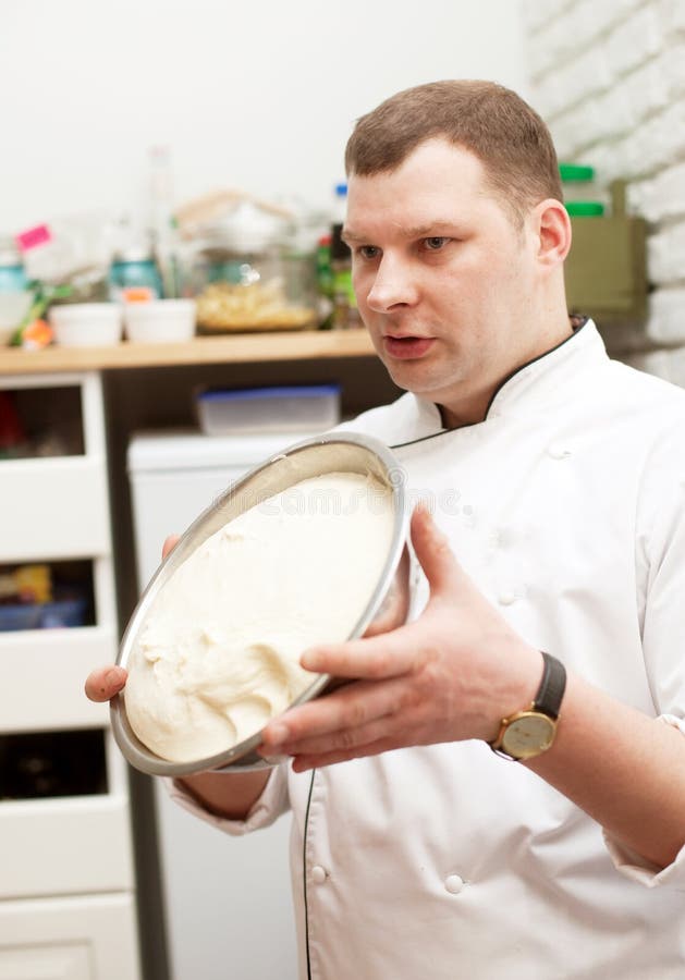 The Chef Shows a Master Class in the Kitchen, Shows the Students a ...