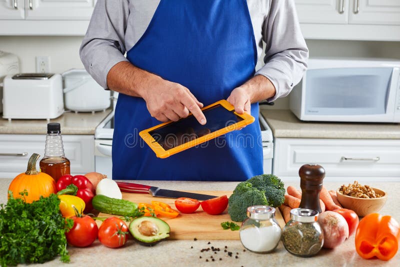 Chef Man Cooking in the Kitchen. Stock Image - Image of hands, lunch ...