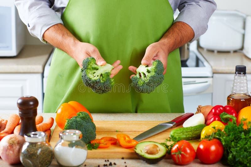 Chef Man Cooking in the Kitchen. Stock Photo - Image of cuisine ...