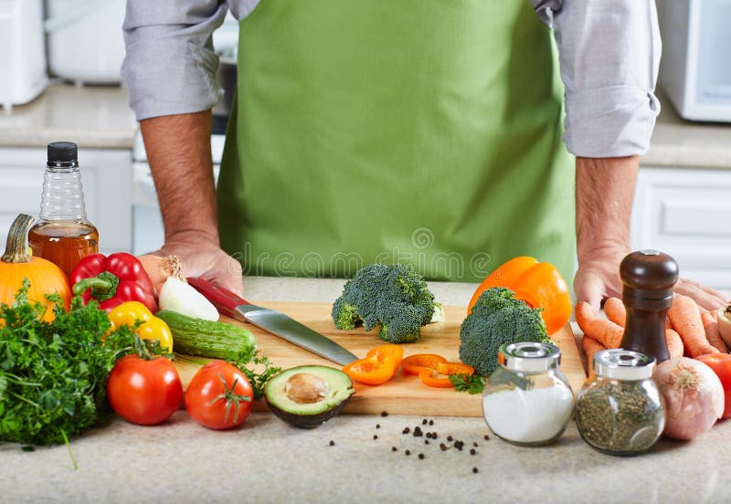 Chef Man Cooking in the Kitchen. Stock Photo - Image of gourmet ...