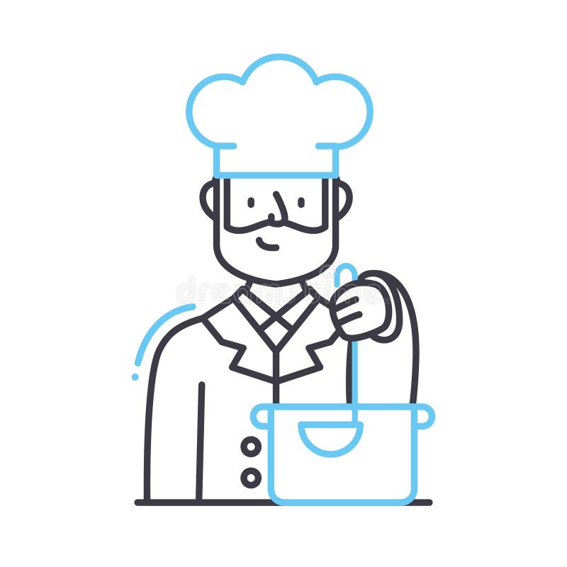 Chef Man Line Icon, Outline Symbol, Vector Illustration, Concept Sign ...