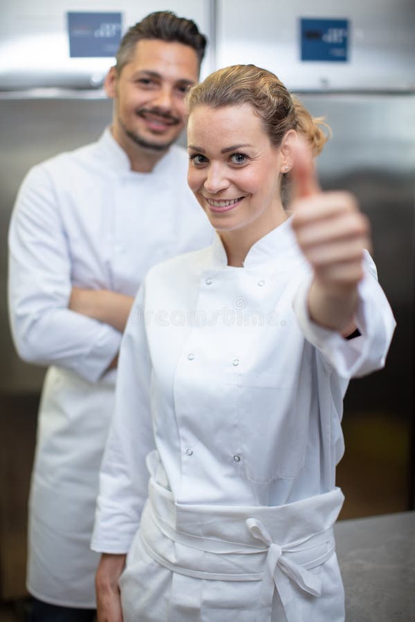 Chef Man and Woman Wearing Apron Stock Photo - Image of team, people ...