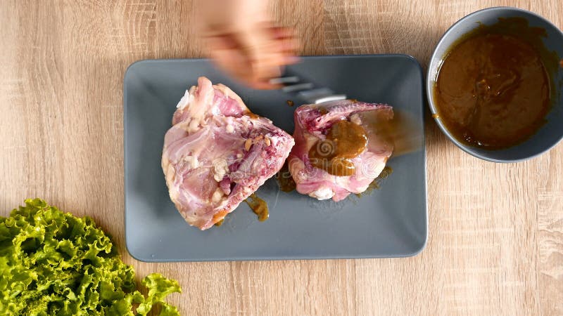 Pot of Raw Marinated Chicken Meat on the Table Stock Video - Video of ...