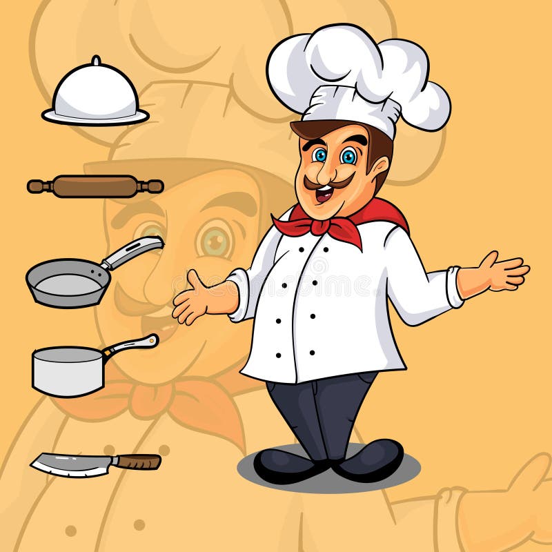 Chef Mascot Vector Logo Design Stock Vector - Illustration of chefs ...
