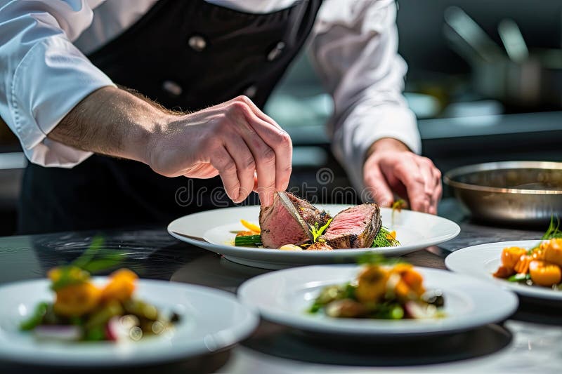 Chef Masterfully Preparing a Fancy Gourmet Meal Stock Image - Image of ...