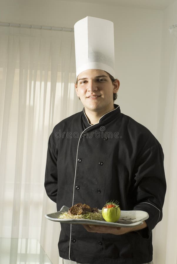 Chef with Meal stock image. Image of inside, chef, happy - 7138131