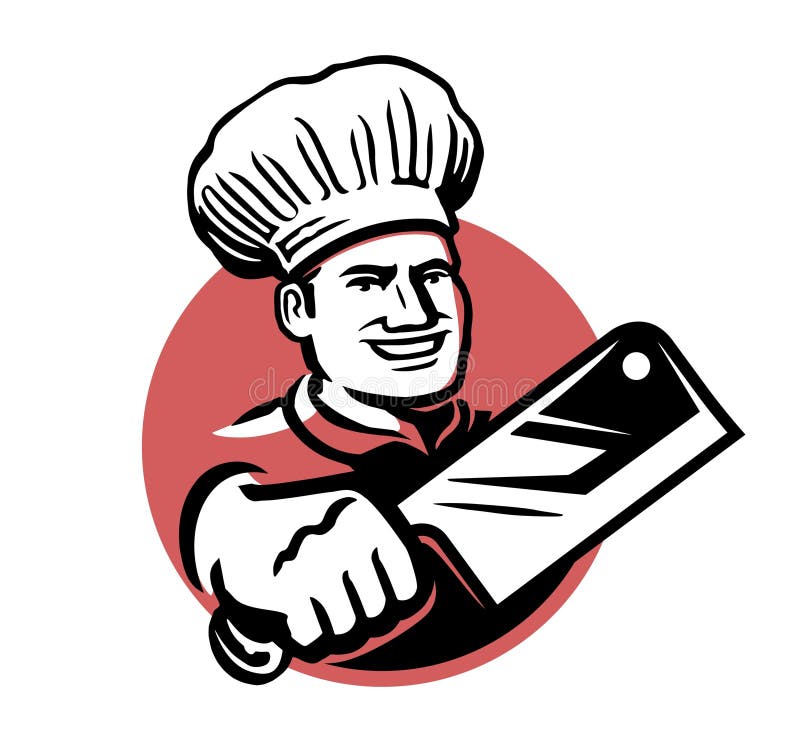 Butcher Shop Logo for Design. Chef with a Meat Knife Emblem. Vector ... Butcher Shop Logo for Design. Chef with a Meat Knife Emblem. Vector ...