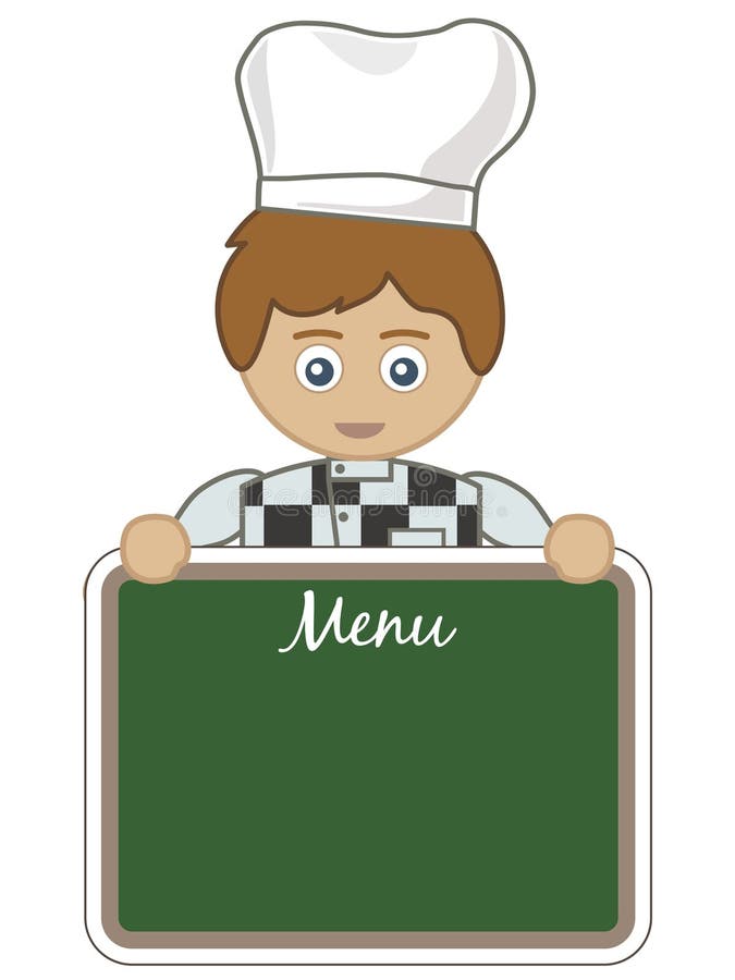 Chef with menu stock vector. Illustration of uniform - 13714086