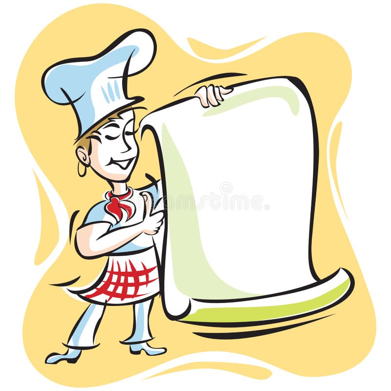 Cartoon chef and menu stock vector. Illustration of dessert - 31308959