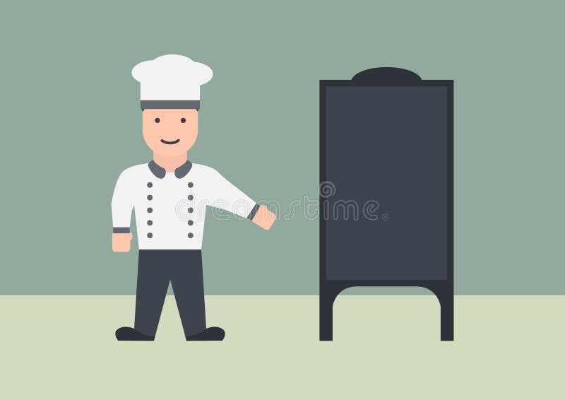 Chef with Menu Board Flat Graphic Stock Vector - Illustration of chef ...