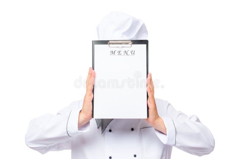 Chef with menu stock image. Image of restaurant, scarf - 25051193
