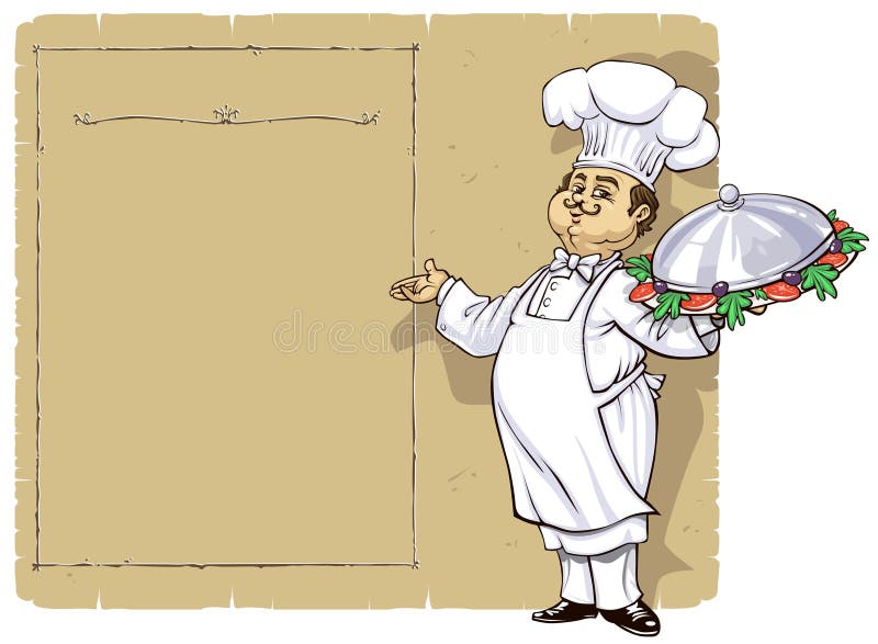 Chef with Menu page stock illustration. Illustration of menu - 8996075
