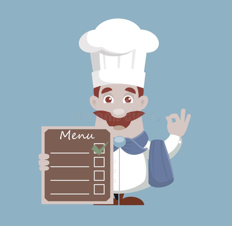 Chef with Menu Vector Illustration Stock Vector - Illustration of ...