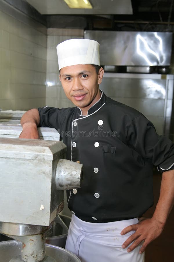 Chef with mixer machine stock photo. Image of staff, industry - 7512968