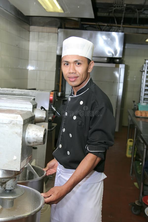 Chef with mixer machine stock image. Image of work, asian - 7512969