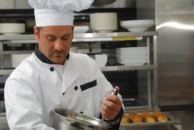 Chef mixing food stock image. Image of caucasian, uniform - 12683609