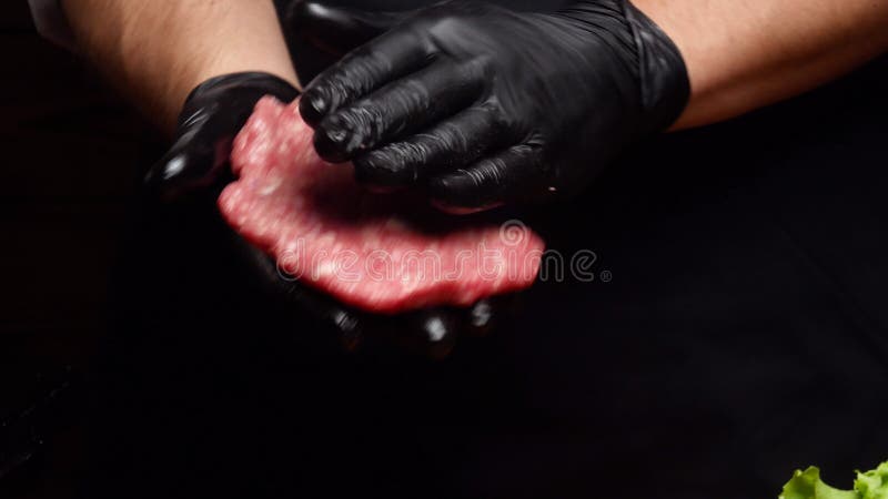 Chef Mixing Ground Beef and Shaping a Burger Patty Stock Video - Video ...