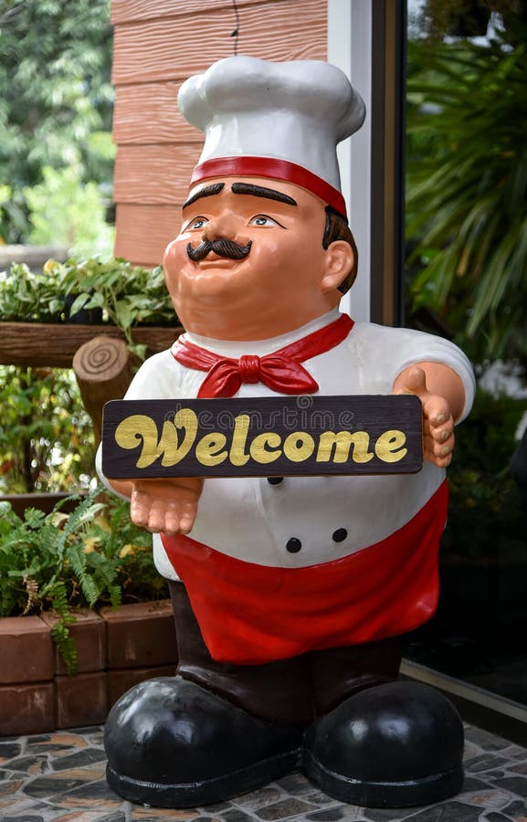 Chef Model with Welcome Signage Stock Image - Image of sign, word ...