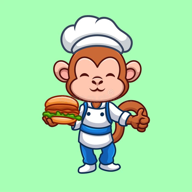 Chef Monkey Cute Cartoon stock vector. Illustration of entrepreneur ...
