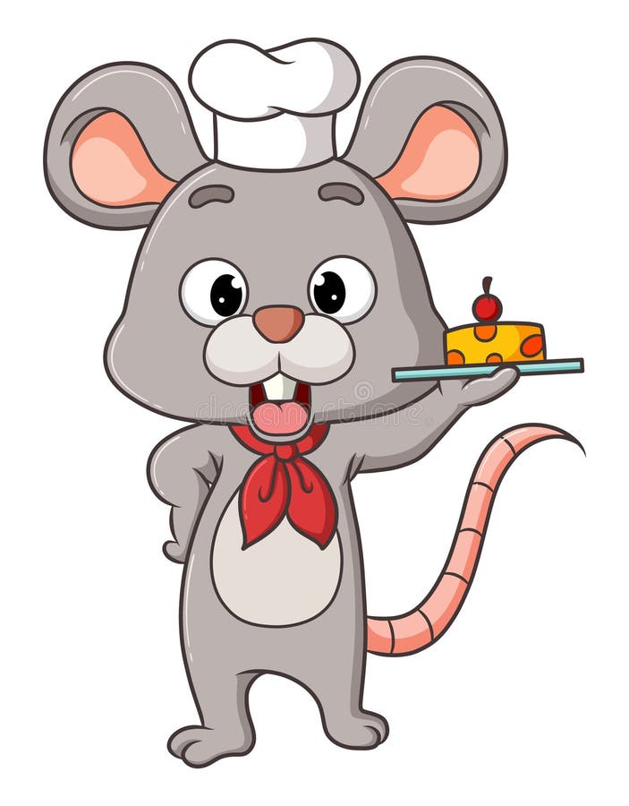 The Chef Mouse is Serving a Tasty Cheese with Cherry Stock Vector ...