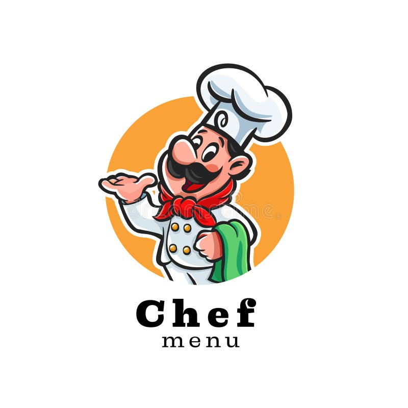 Chef with Mustache Cartoon Logo Mascot Stock Illustration ...
