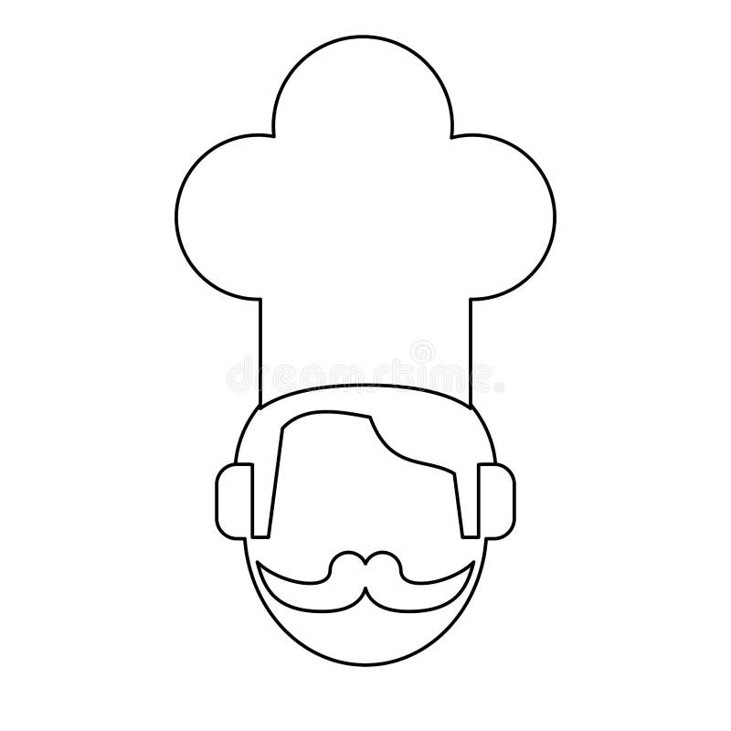 Chef with Mustache Faceless Avatar Black and White Stock Vector ...