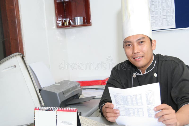 Chef in office stock image. Image of asian, personal, paper - 6200917