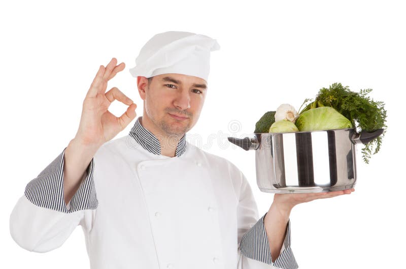 Chef Ok Sign Holding Pot Vegetables Stock Photos - Free & Royalty-Free ...