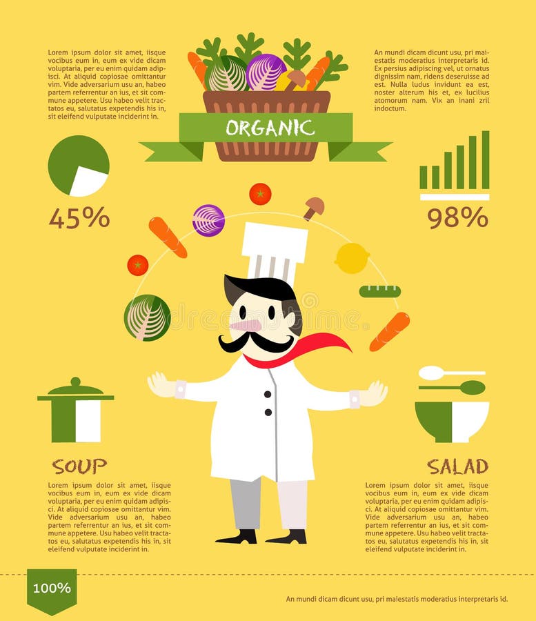 Chef with Organic Vegetable. Stock Vector - Illustration of graphic ...