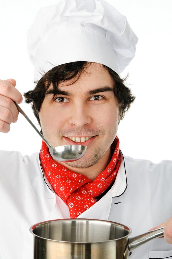 Chef with ladle stock photo. Image of uniform, cheerful - 17051464