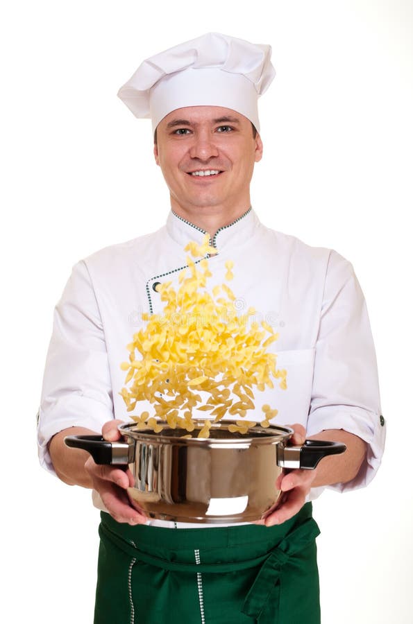 Chef with Pasta Jumping Out Stock Photo - Image of staff, culinary ...