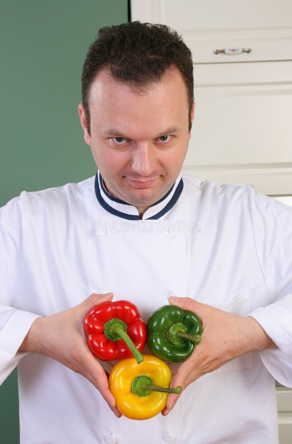 Chef and peppers stock photo. Image of ingredient, meal - 23788856