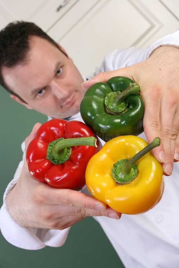 Chef and peppers stock image. Image of healthy, hands - 23788867