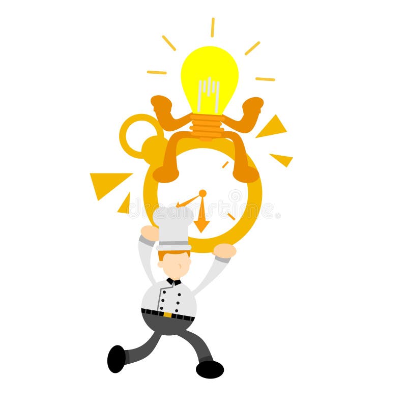 Chef Man Pick Time Clock Lamp Cartoon Doodle Flat Design Vector ...