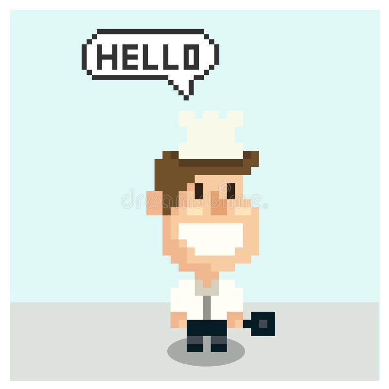 Chef in pixel art stock illustration. Illustration of design - 135628223