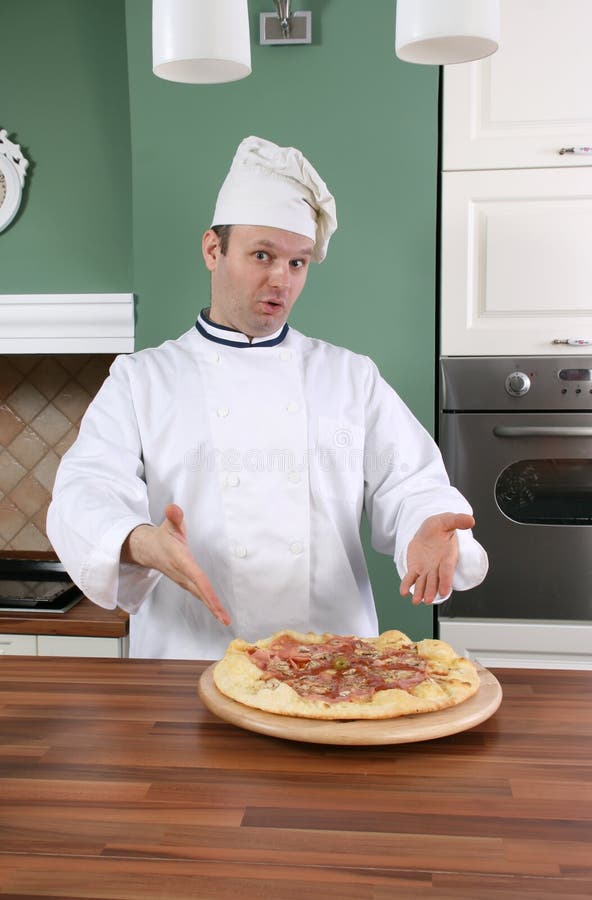 Chef and pizza stock photo. Image of oven, bakery, gourmet - 23072780