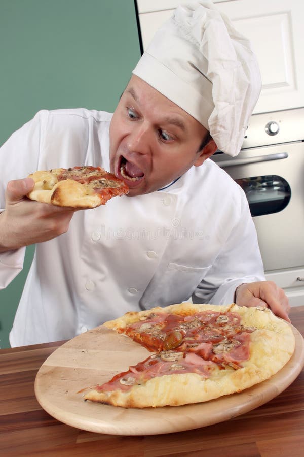 Chef and pizza stock photo. Image of cheese, bakery, restaurant - 23072922